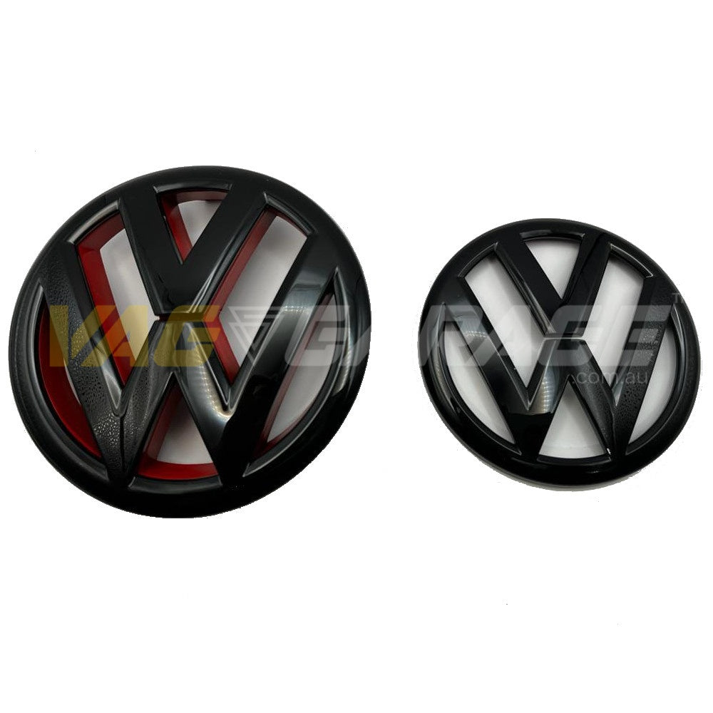 VW Matte/Gloss Black & Red Badge Set MK6 (Clip on) — VAG Garage ...