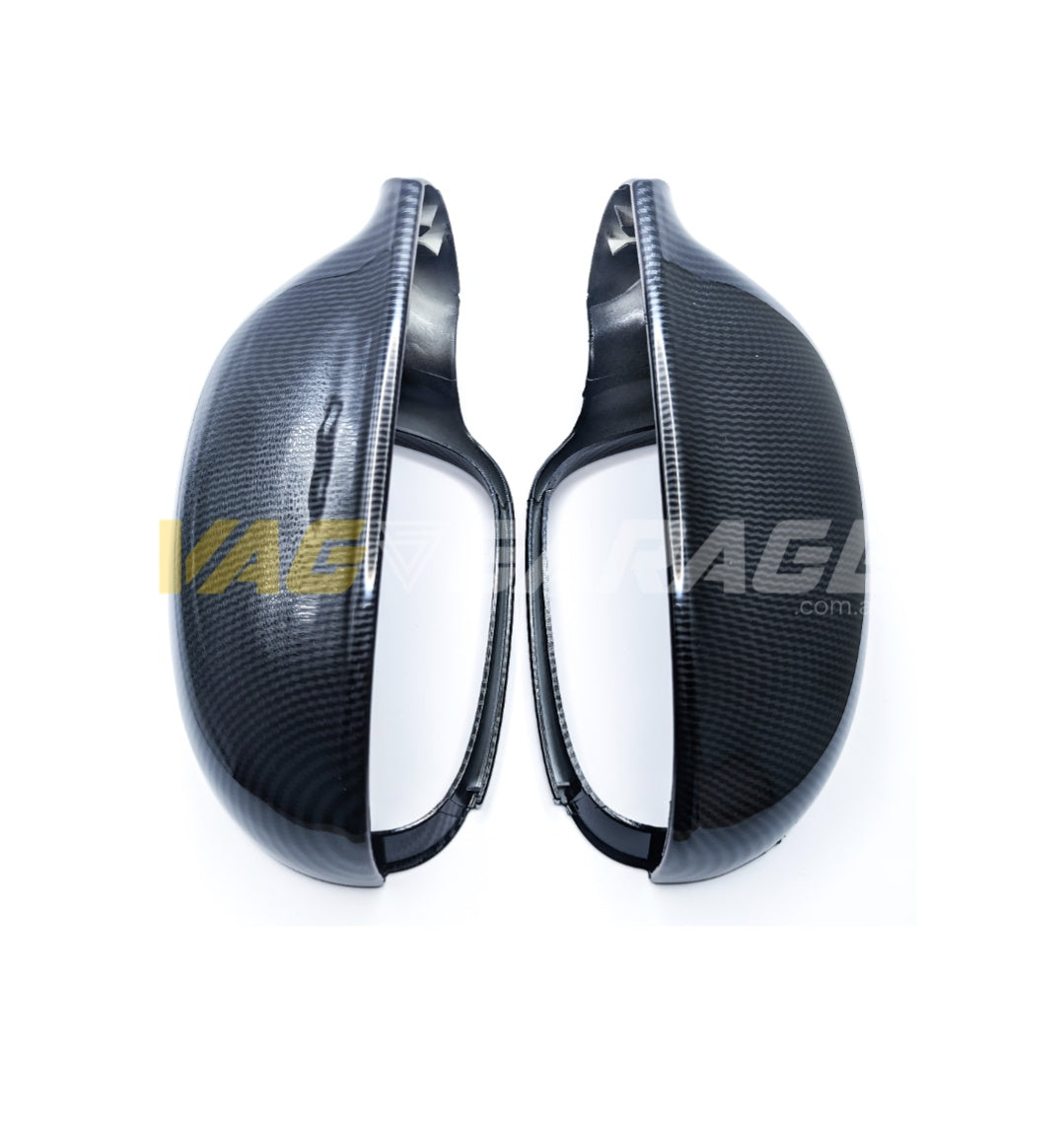 Carbon Fibre Style/ Gloss Black Replacement Mirror Covers MK5 GTI/R32 ...